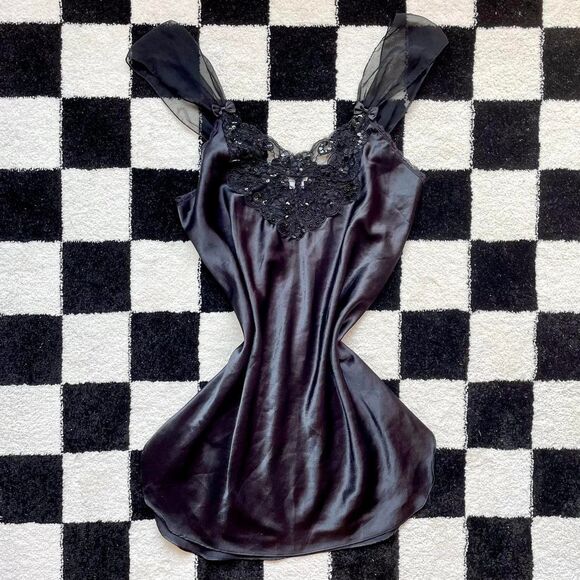 Dentelle | Intimates & Sleepwear | Vintage Dentelle Black Slip L | Poshmark